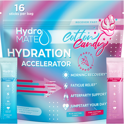 HydroMATE Electrolyte Powder Packs Hydration Accelerator Water Bottles