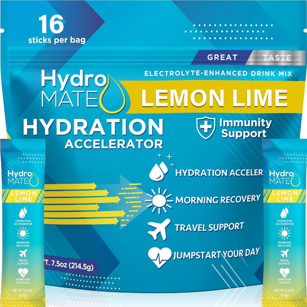 Lemon Lime Hydration Electrolyte Drink Packets | HydroMATE