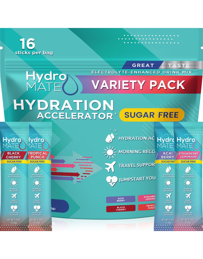 Sugar Free Electrolyte Powder Packets Variety Bag | HydroMATE